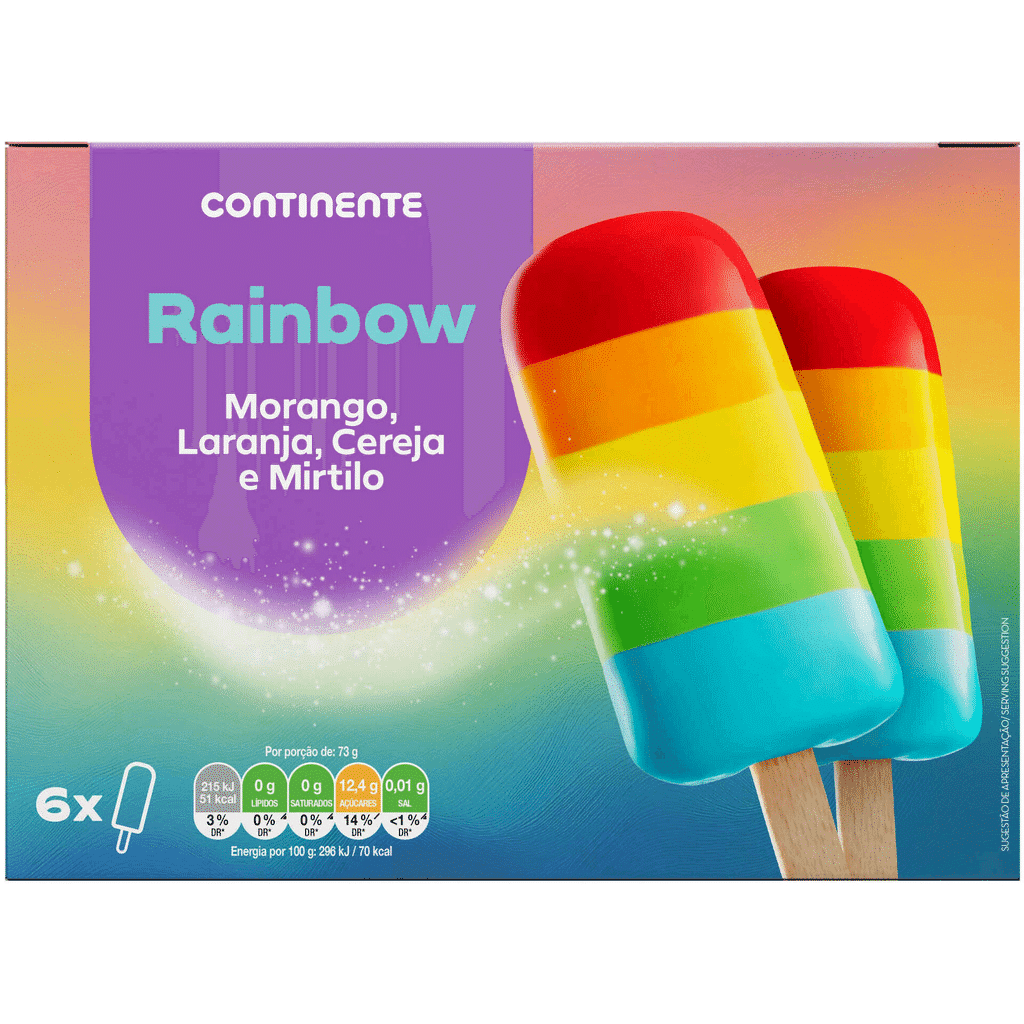 Gelado Rainbow - CONTINENTE | Nutripédia