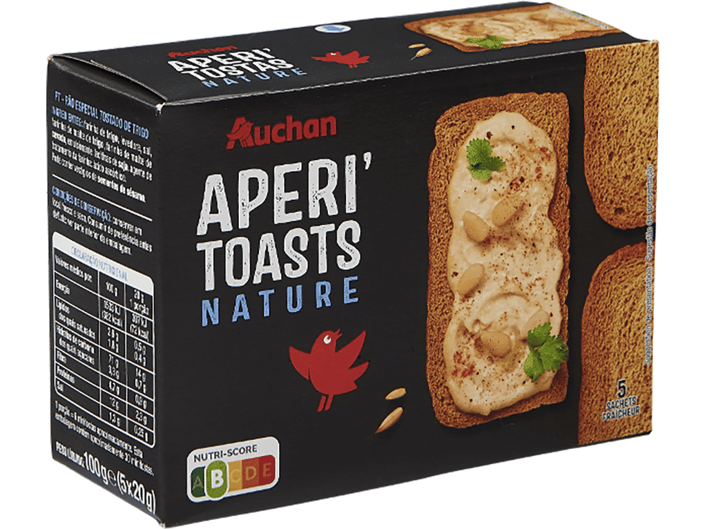 Tostas Finas Trigo Sem Óleo Palma 100g - AUCHAN | Nutripédia
