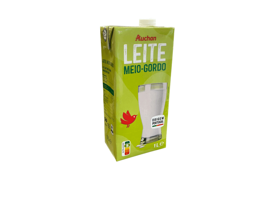 Leite Uht Meio Gordo Slim 1l - AUCHAN | Nutripédia
