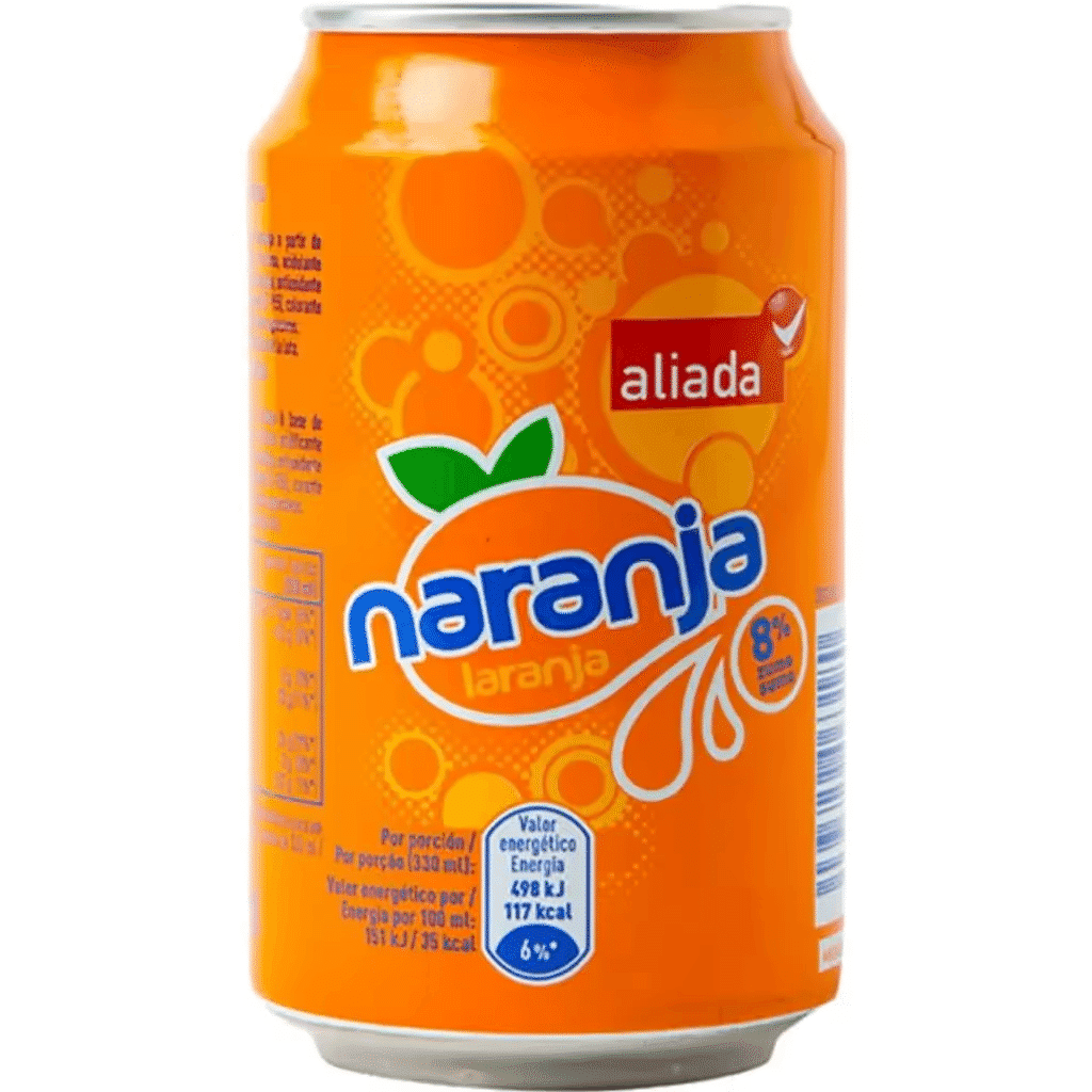 Refrigerante de Laranja com Gás lata 33 cl - ALIADA - Nutripédia