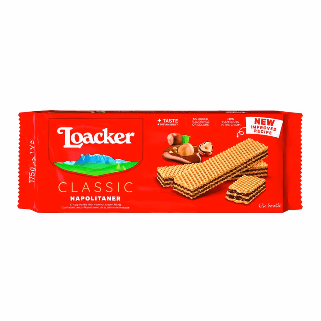 Bolachas Wafers com Recheio de Avelã - LOACKER - Nutripédia
