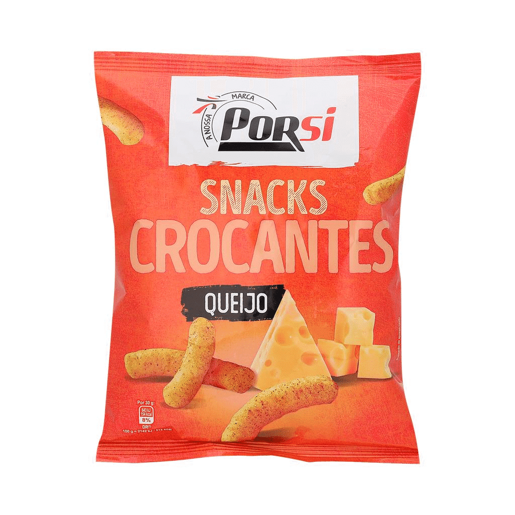 Snacks crocantes com queijo - PORSI - Nutripédia