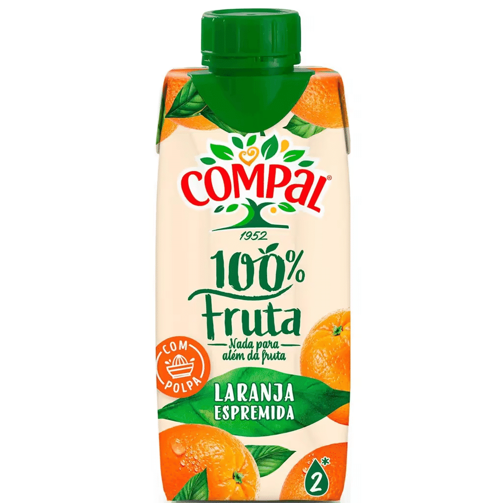 100% Sumo de Laranja Clássico embalagem 33 cl - COMPAL - Nutripédia