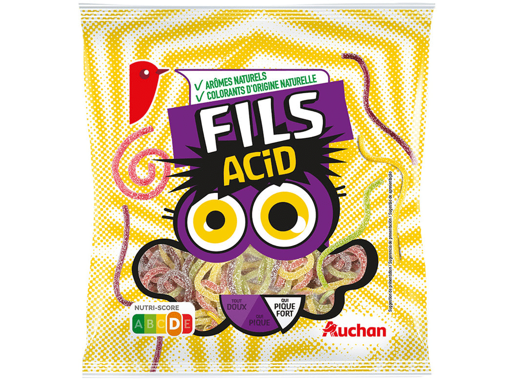Gomas Fils Acidas 180g - AUCHAN - Nutripédia