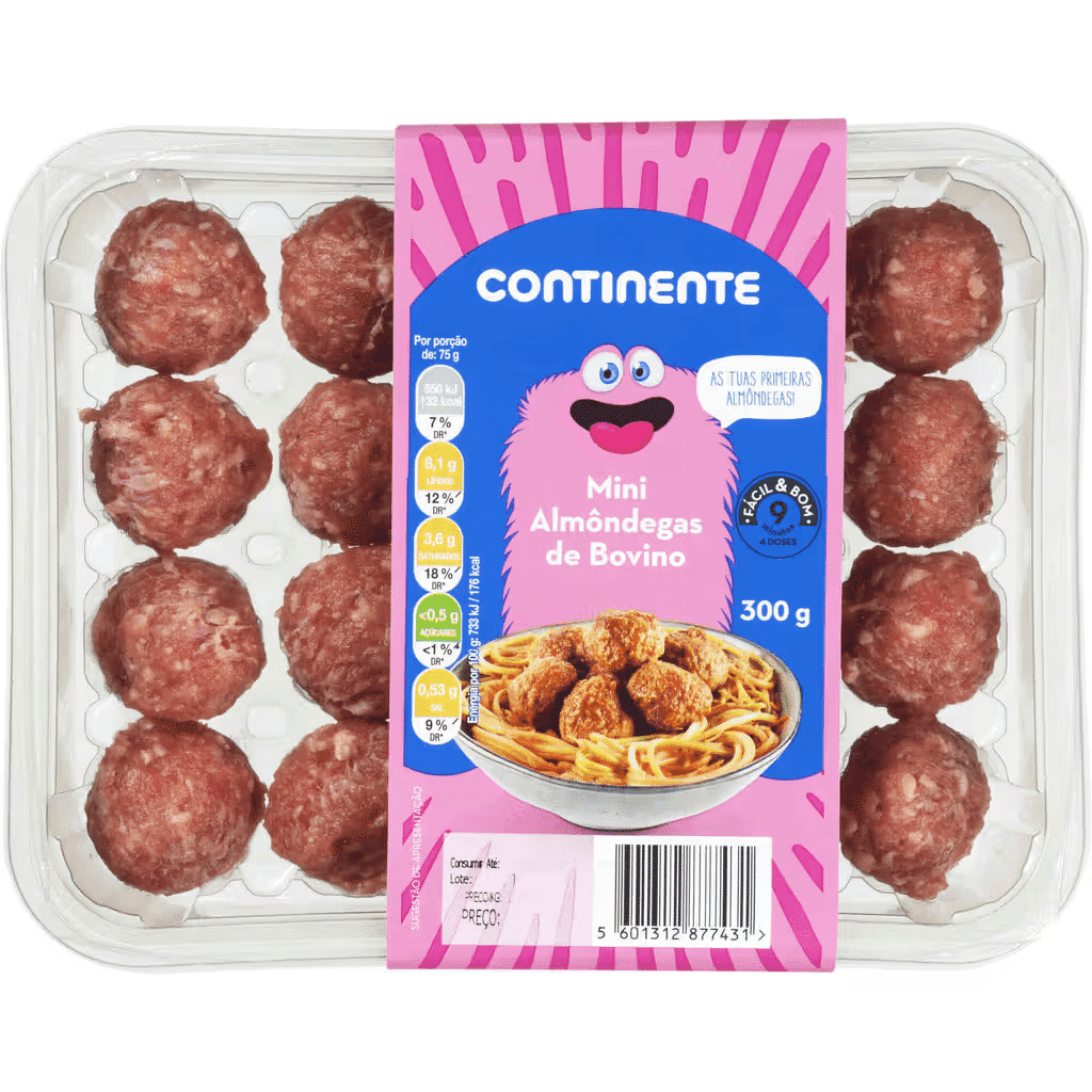 Mini Almôndegas de Bovino Kids - CONTINENTE - Nutripédia