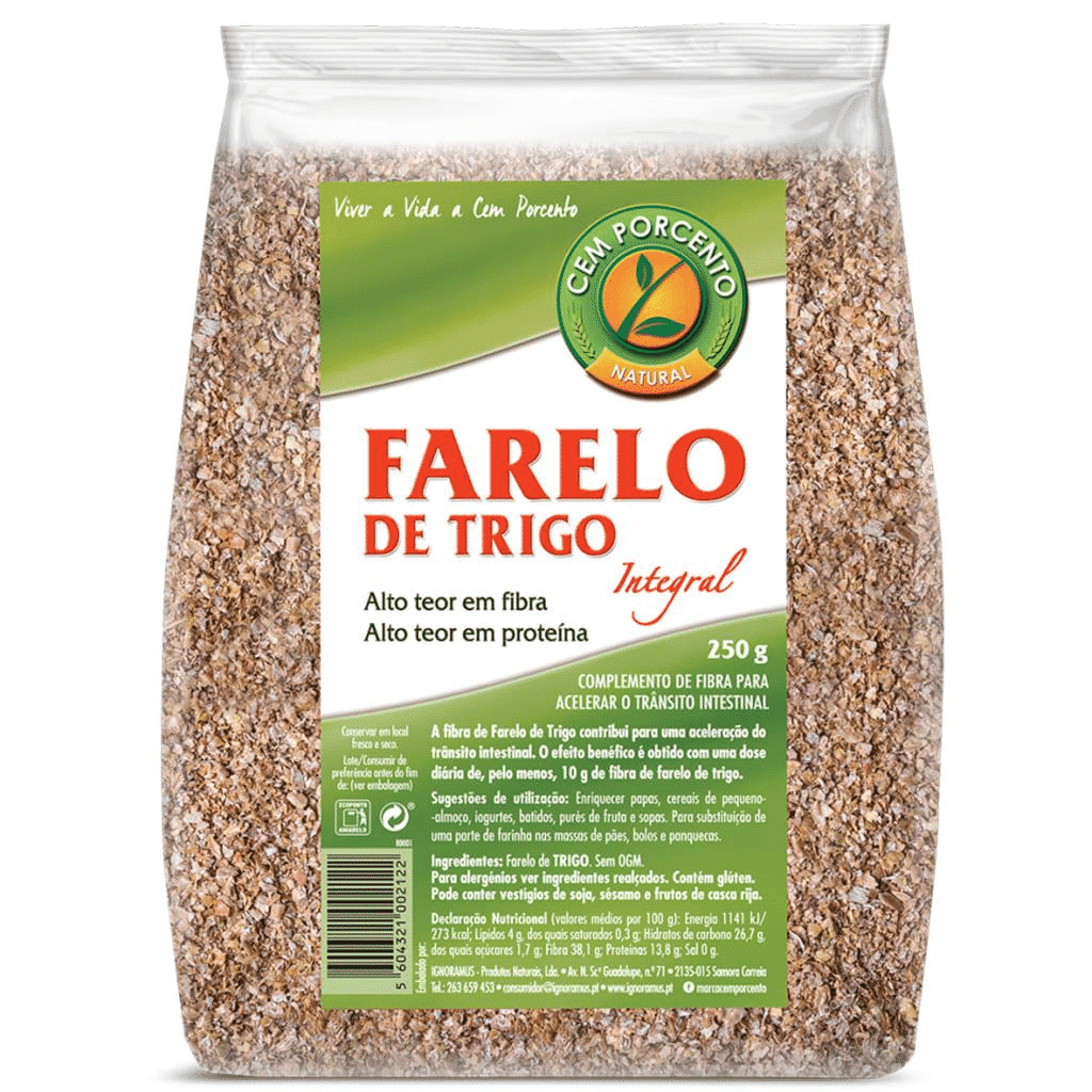 Farelo de trigo - CEM PORCENTO - Nutripédia